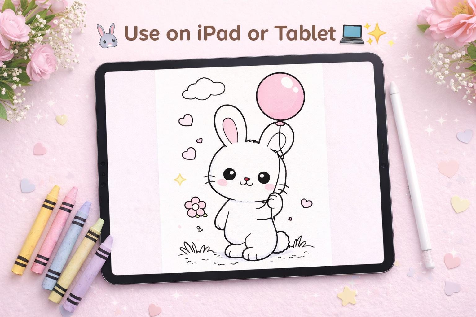 Cute Bunny Colouring Book for Kids | Printable PDF | 20 Kawaii ...