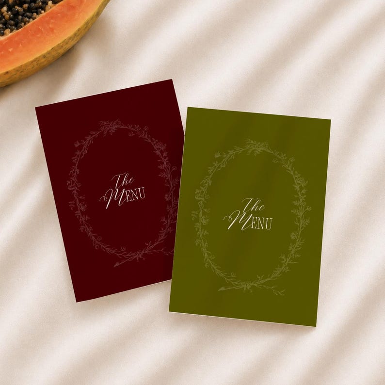 Burgundy Wedding Menu Template, Romantic Vintage Wedding Sign, Luxury ...