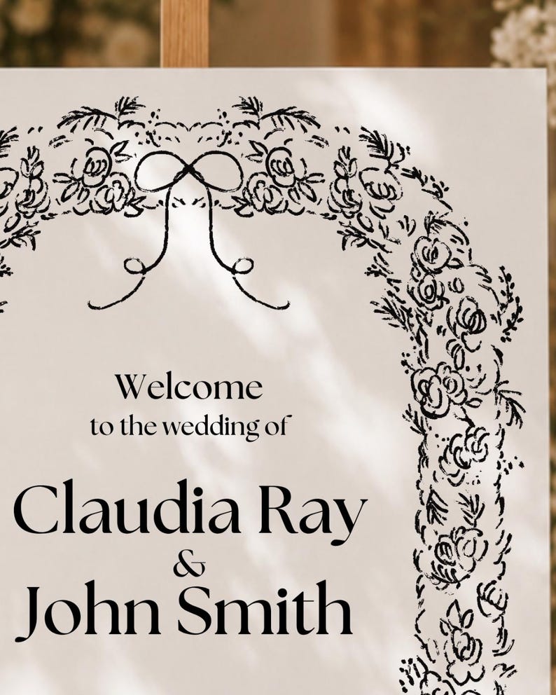 Secret Garden Wedding Welcome Sign Template, Printable Hand-drawn ...