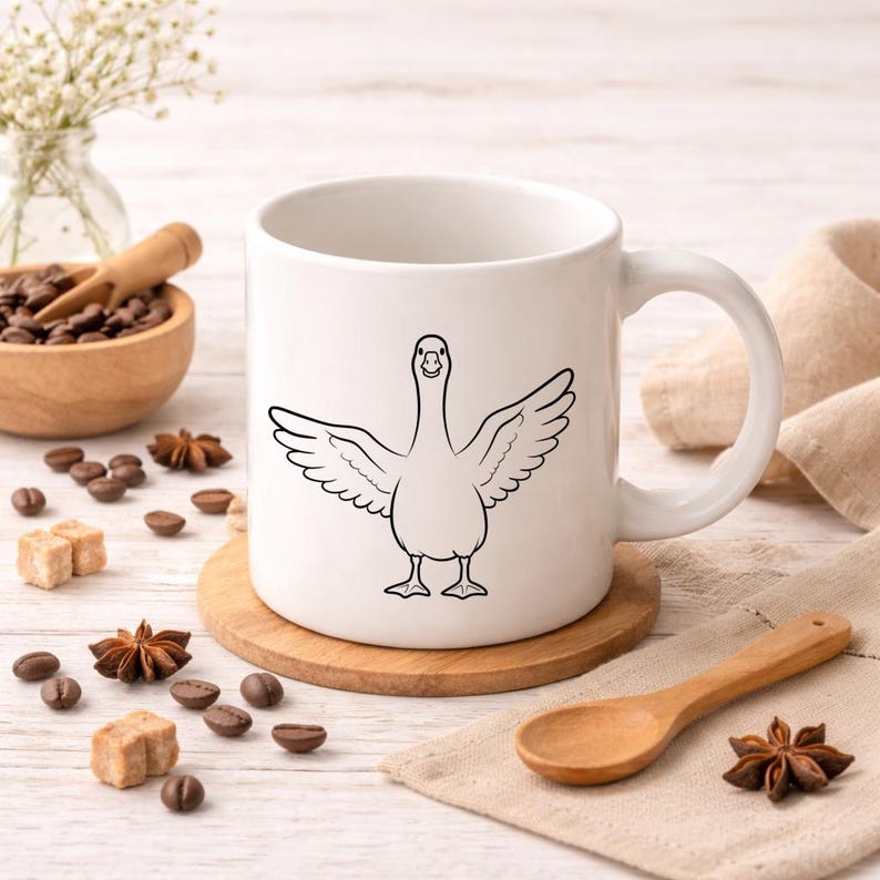 Goose With Wings Line Art SVG PNG JPG for Wall Art, Cricut & Silhouette ...