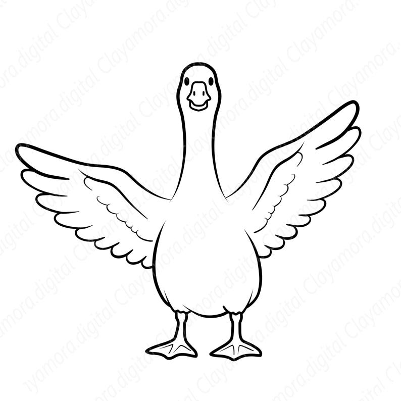 Goose With Wings Line Art SVG PNG JPG for Wall Art, Cricut & Silhouette ...
