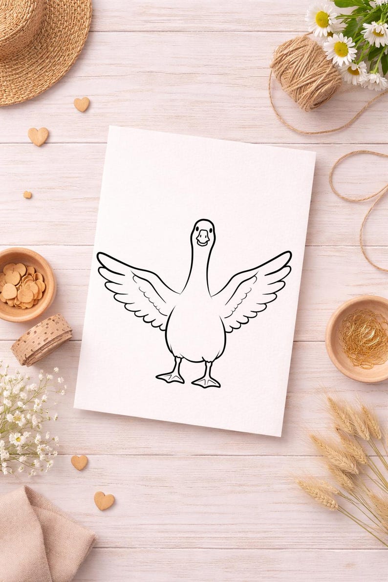 Goose With Wings Line Art SVG PNG JPG for Wall Art, Cricut & Silhouette ...