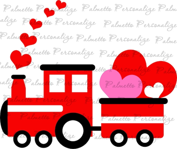 Valentine's Day Train With Trailer and Hearts .SVG/.EPS | Etsy