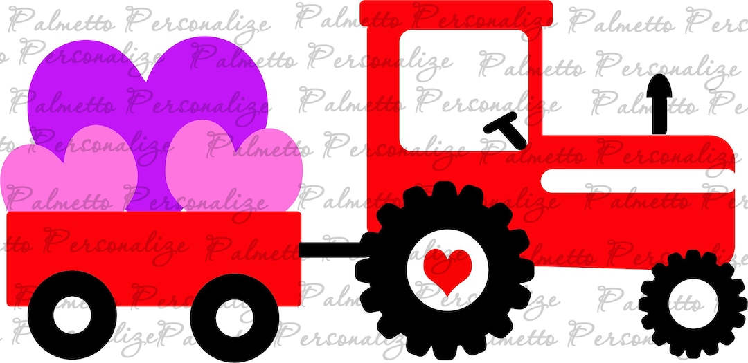 Valentine's Day Tractor With Wagon Trailer .SVG/.EPS Files - Etsy