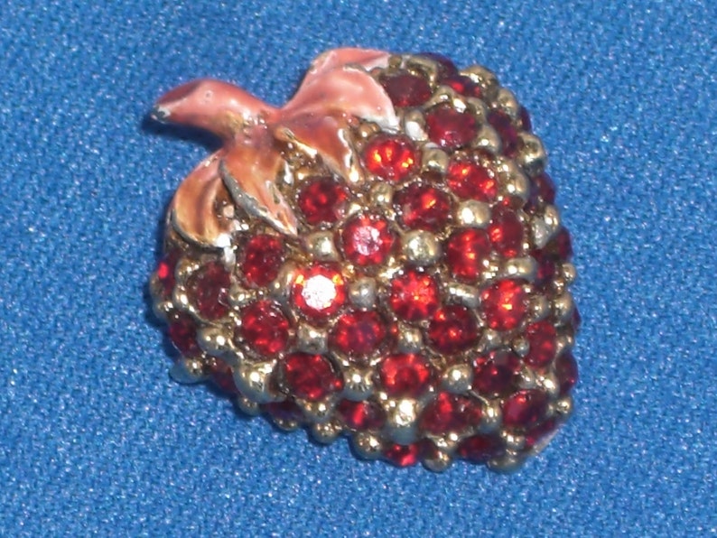 Brooch - Strawberry Red Rhinestone Pin - Vintage - Free Shipping - Etsy