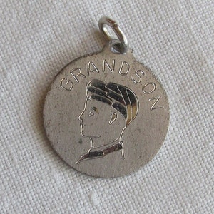 Charm - Grandson Disc Charm in Silver - Vintage - Etsy