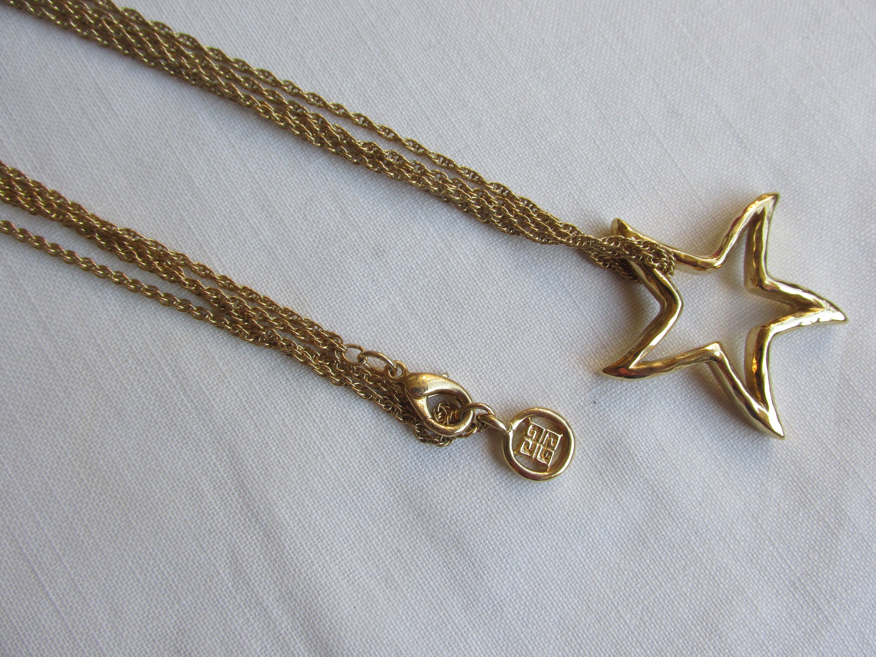 Givenchy Star Pendant on Double Chain Vintage Free Shipping - Etsy