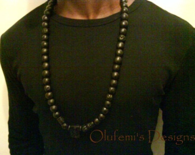 Handmade African Style Chunky Beaded Necklace Mens/unisex Black - Etsy