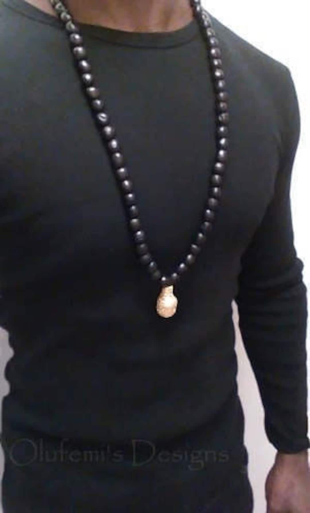 Handmade African Calabash Gourd Pendant Beaded Necklace Mens/unisex ...