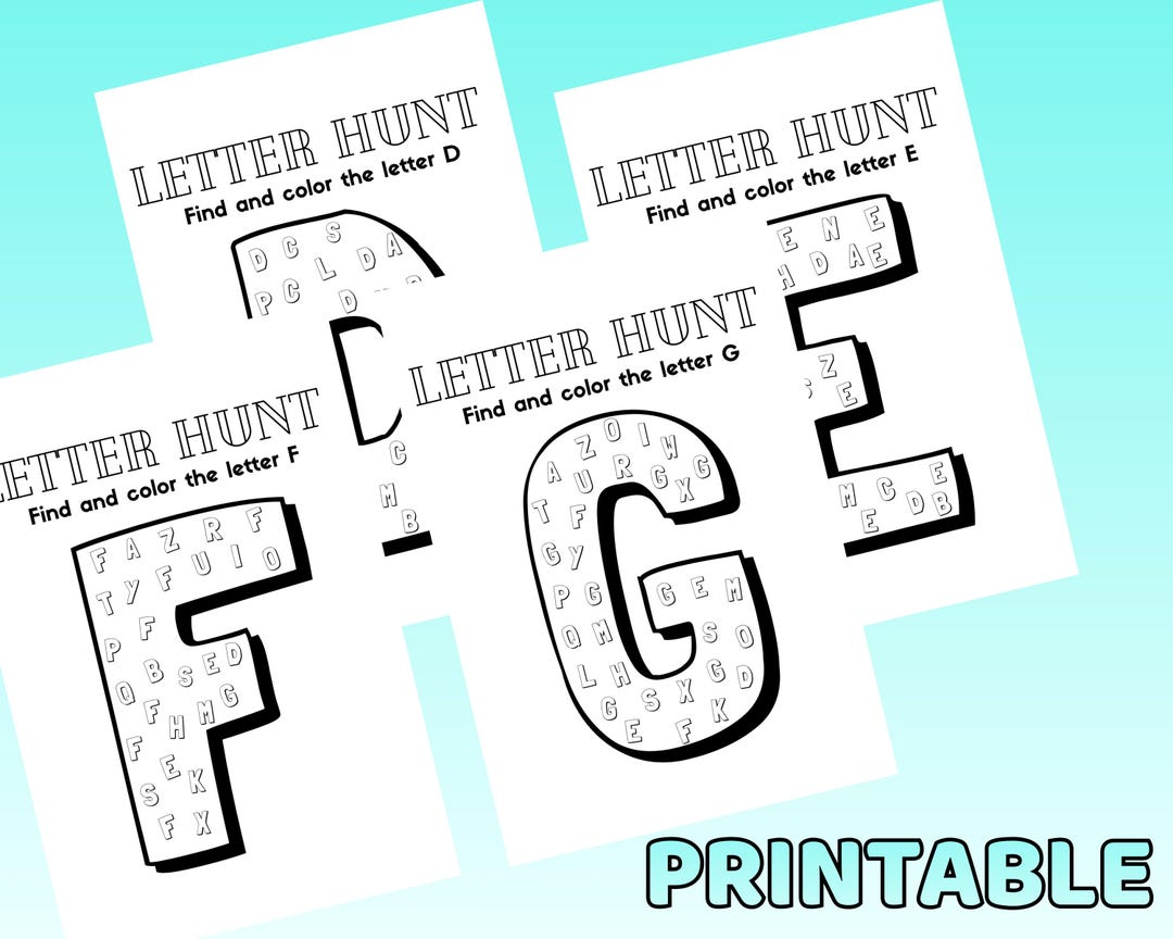 Alphabet Letter Hunt Coloring PDF PNG Kids ABC Search Find Worksheet ...