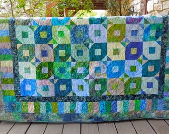 Blue and green quilt | Etsy