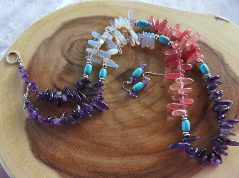 31 Inch Southwestern Amethyst and Cherry Quartz Stick Bead - Etsy