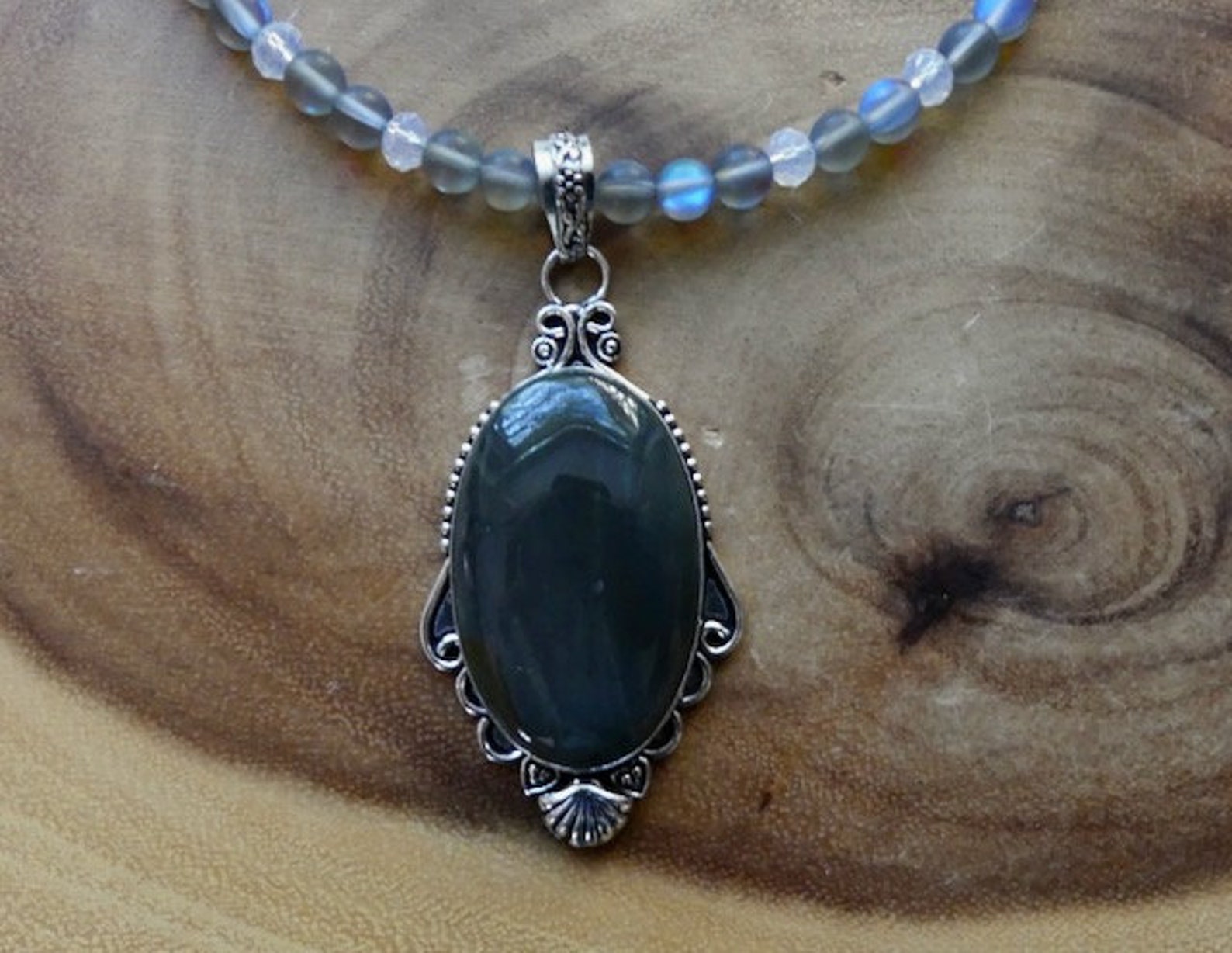 20 Inch Gray and White Gleamy Moonstone Agate With Gray - Etsy