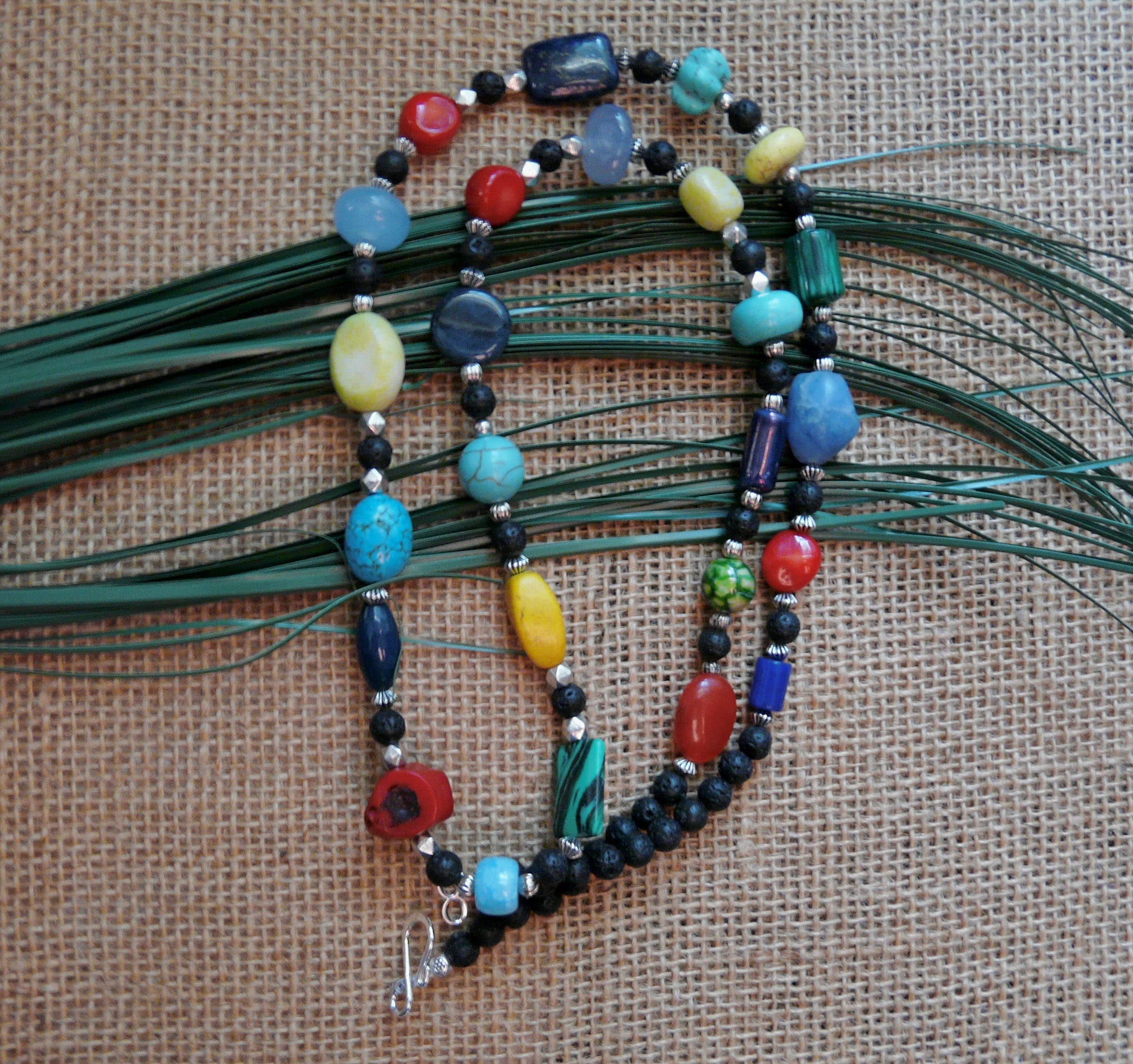 32 Inch Multi Gem and Multi Colored Necklace With Matching Earrings - Etsy