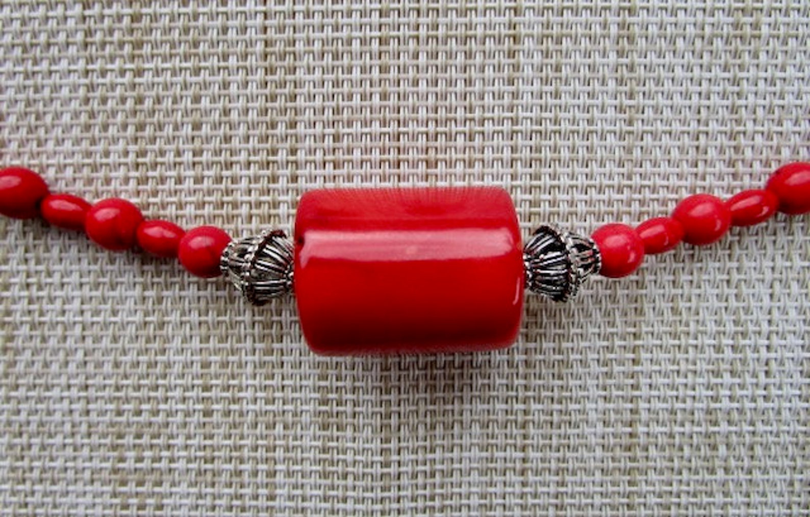 18 Inch Chunky Red Coral Focal Bead Necklace With Matching - Etsy