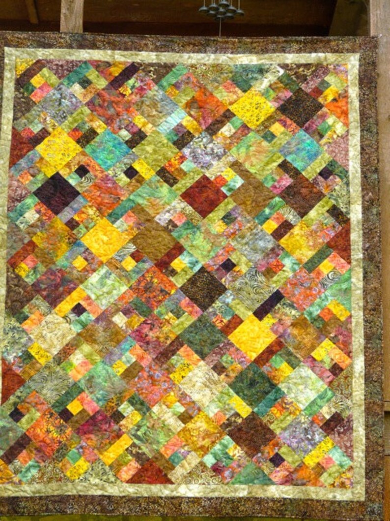 71 X 90 Twin Sized Fall Colors Batik Hand Made Quilt - Etsy