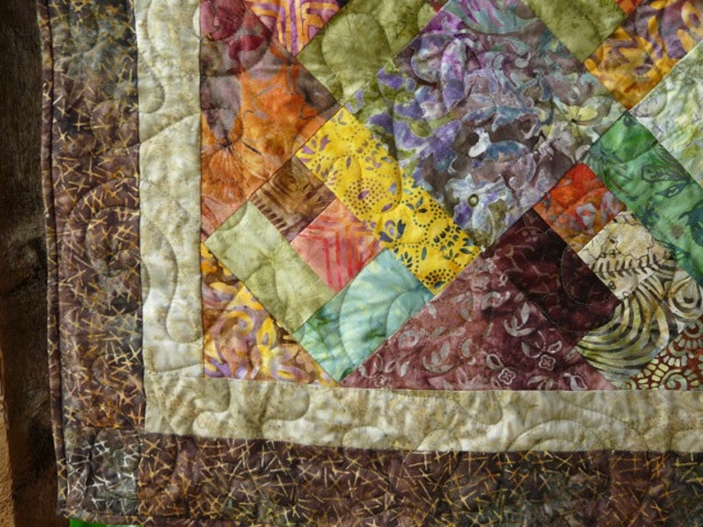 71 X 90 Twin Sized Fall Colors Batik Hand Made Quilt - Etsy