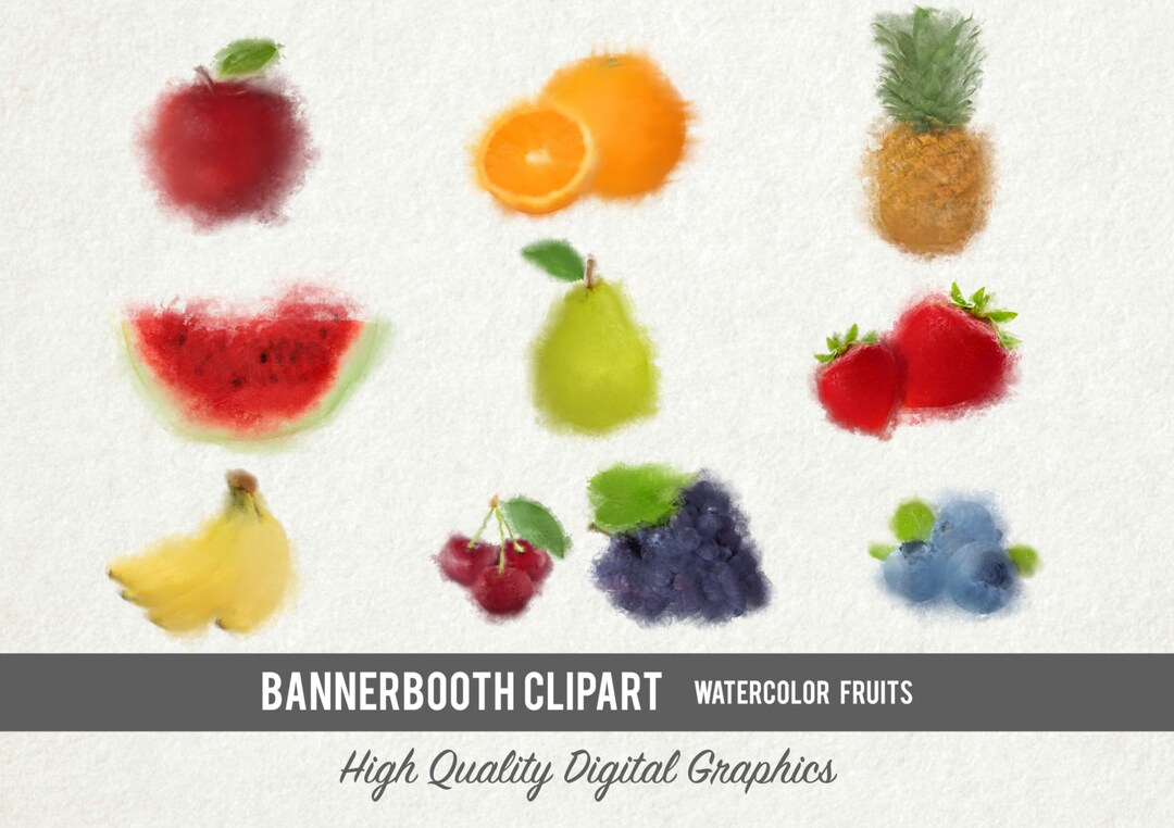 Watercolor Fruit Digital Clipart, Fruit Clipart, Digital Fruit Clipart ...