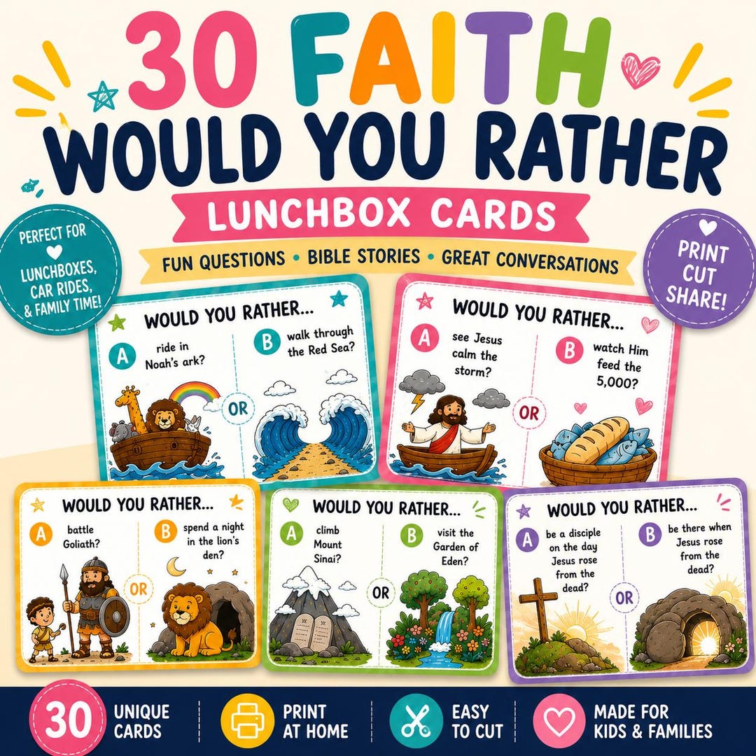 Faith Based Would You Rather Cards for Kids | Bible Conversation ...