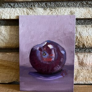 Still Life Oil Painting of a Plum - Etsy
