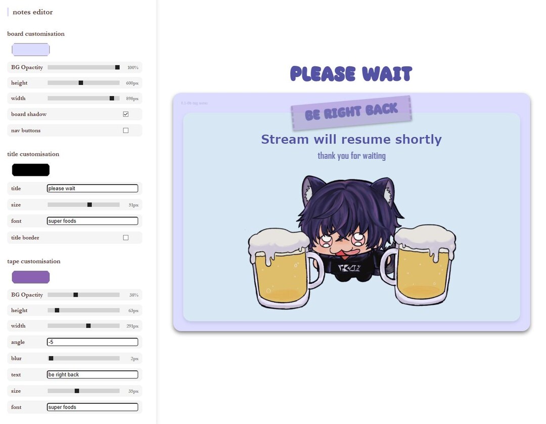 CUSTOMISABLE Stream Notes | BRB Notes Rotator | Twitch, Streamlabs, OBS ...