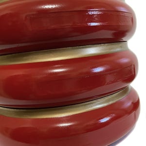 Vintage Red Pagoda Metal Stack Set Canisters Set of 3 Snack Containers ...