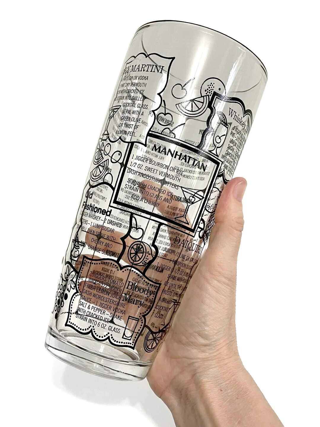 Vintage Irvinware Cocktail Shaker: Imprinted Recipe Glass, 24oz - Etsy