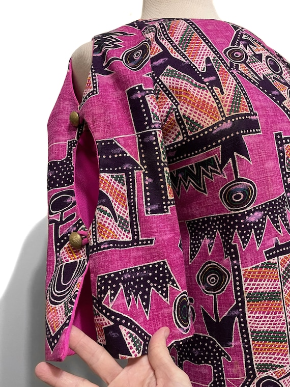 Vintage Barkcloth Batik Maxi Shift Dress MuuMuu - Mad… - Gem