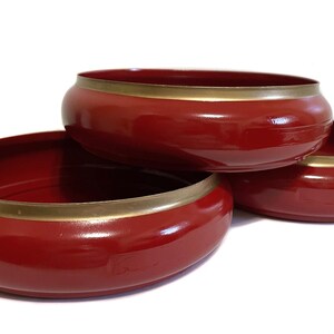 Vintage Red Pagoda Metal Stack Set Canisters Set of 3 Snack Containers ...