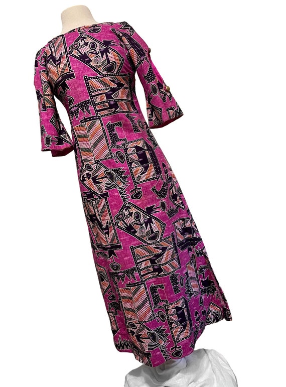 Vintage Barkcloth Batik Maxi Shift Dress MuuMuu - Mad… - Gem