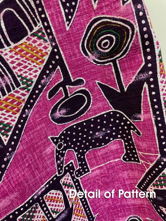 Vintage Barkcloth Batik Maxi Shift Dress MuuMuu - Mad… - Gem