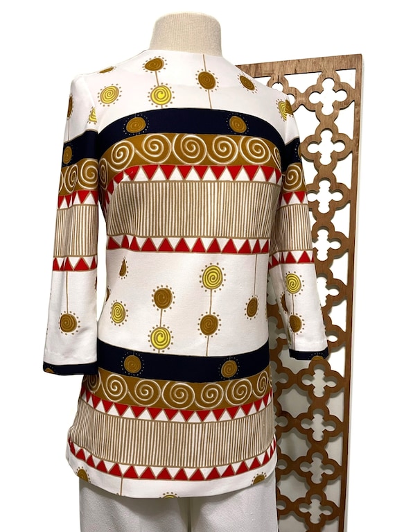 Vintage Tunic Top from the 70s Colour Yellow prints - Gem