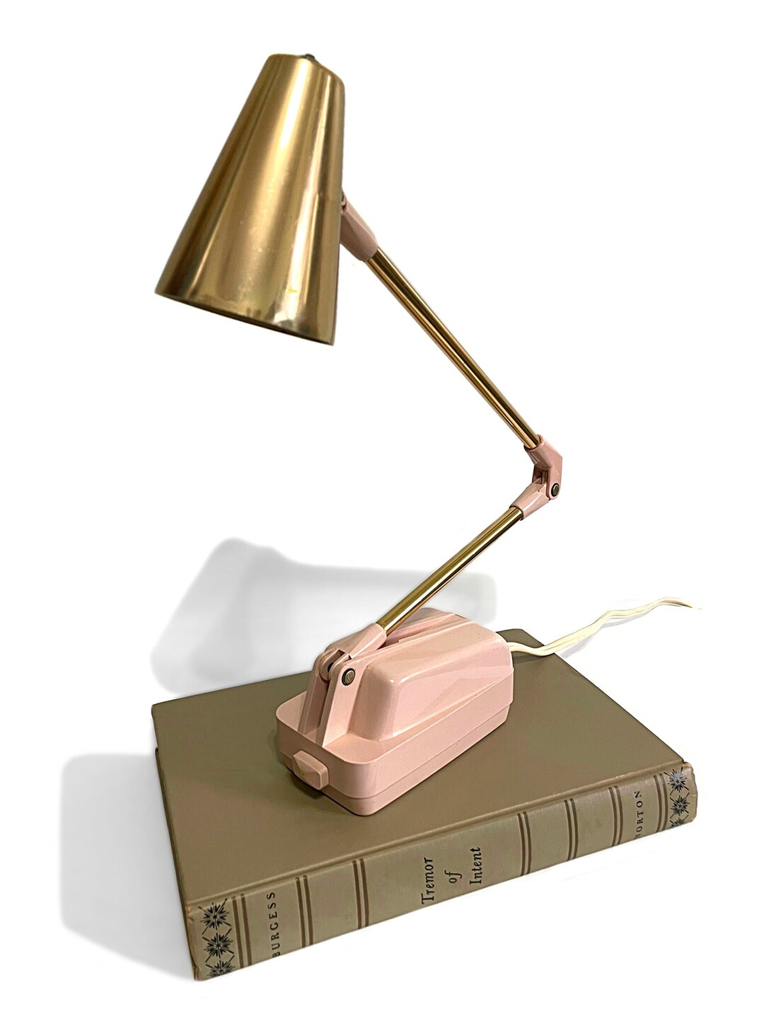 Vintage Pink Micro Lite Small Gooseneck Desk or Reading Lamp W/ Gold ...