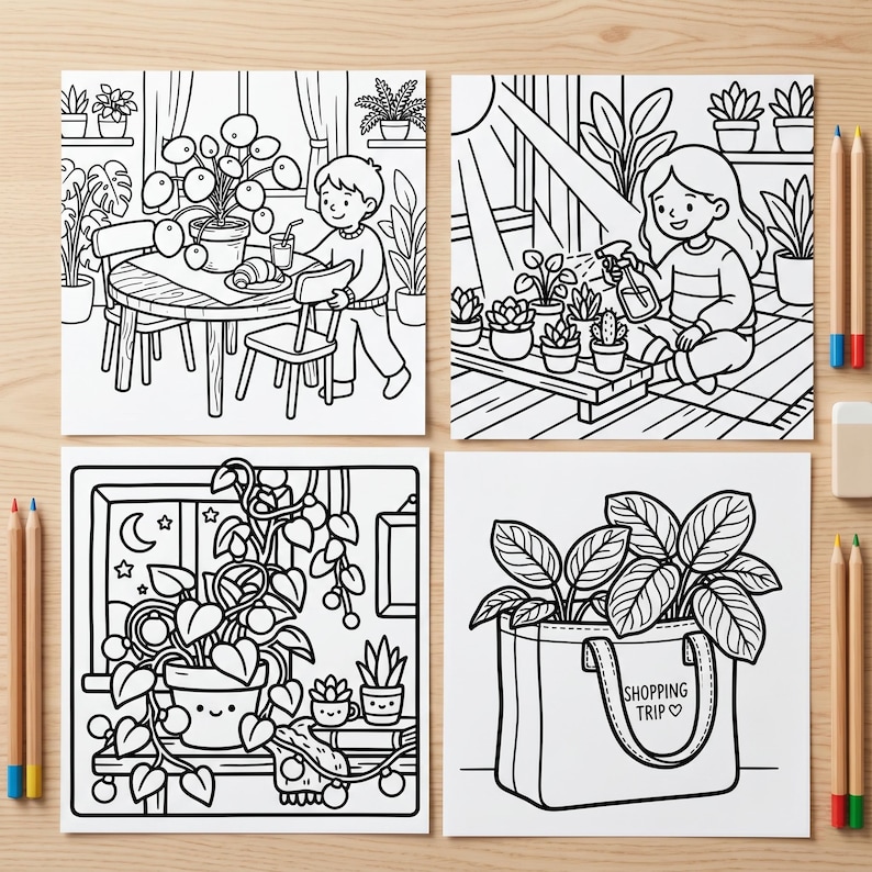 Cozy Plant Parent Coloring Book PDF, Bold and Easy Coloring Pages for ...