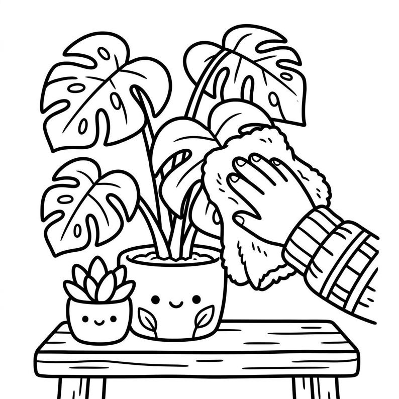 Cozy Plant Parent Coloring Book PDF, Bold and Easy Coloring Pages for ...