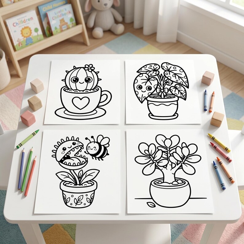 100 Bold Easy Houseplants Coloring Pages Bundle (digital Download) - Etsy