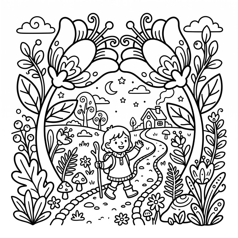Magic Path Bold Easy Coloring Book, Whimsical Landscapes, Kids Adults ...