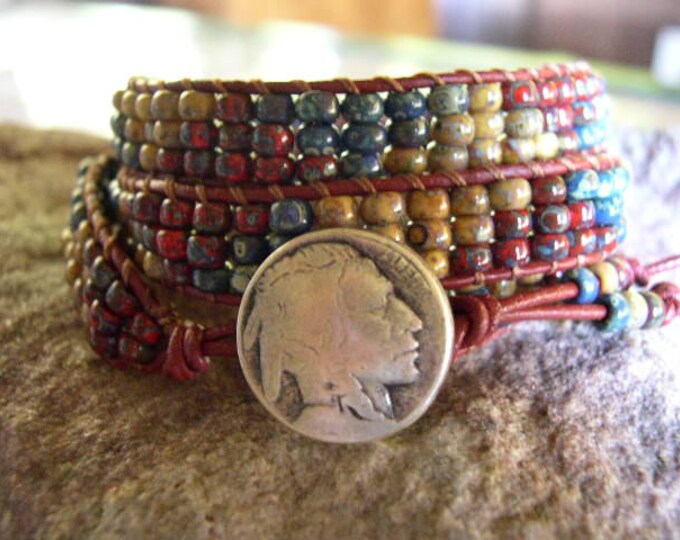 Beaded Wrap Bracelet,leather Wrap Bracelet, Triple Wrap, Boho Bracelet ...