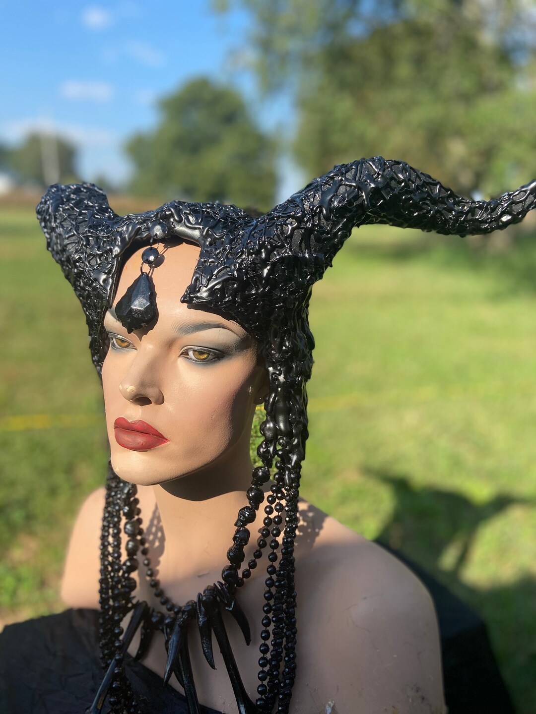 READY TO SHIP Horns and Bones Black Headdress Headpiece - Etsy