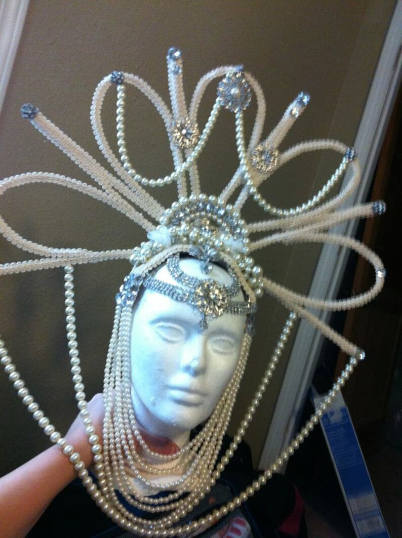 MADE TO ORDER Art Deco Headdress Headpiece Shabby Chic Pearl ...