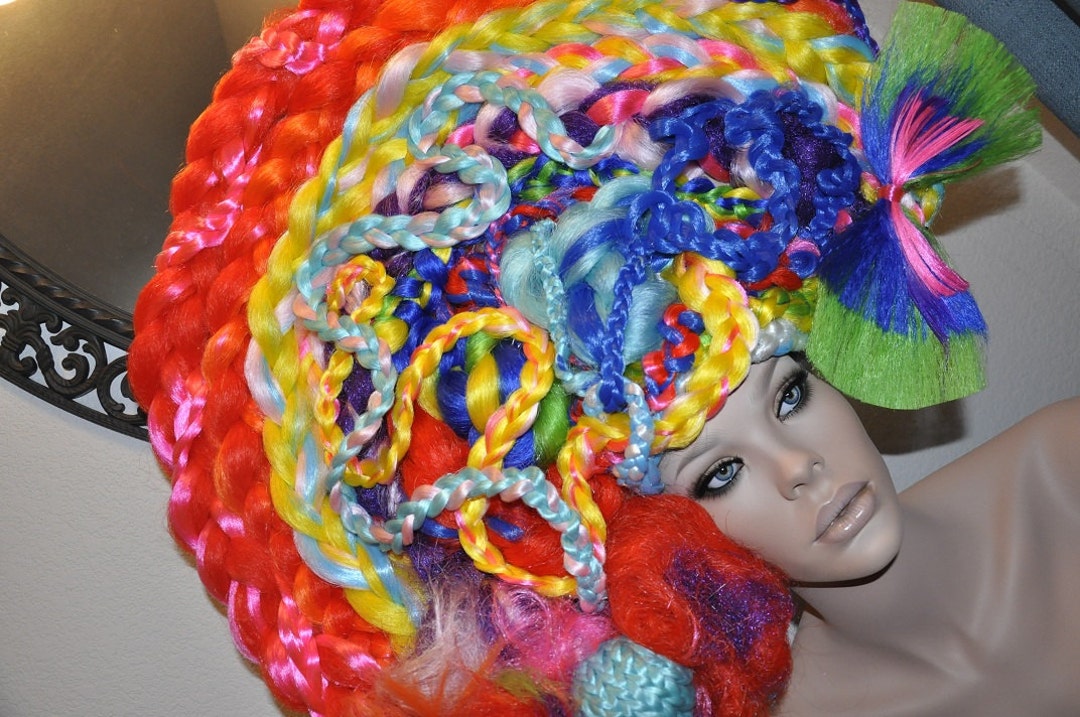 MADE TO ORDER Avant Garde Colorful Headdress Over the Top Clown Fantasy ...