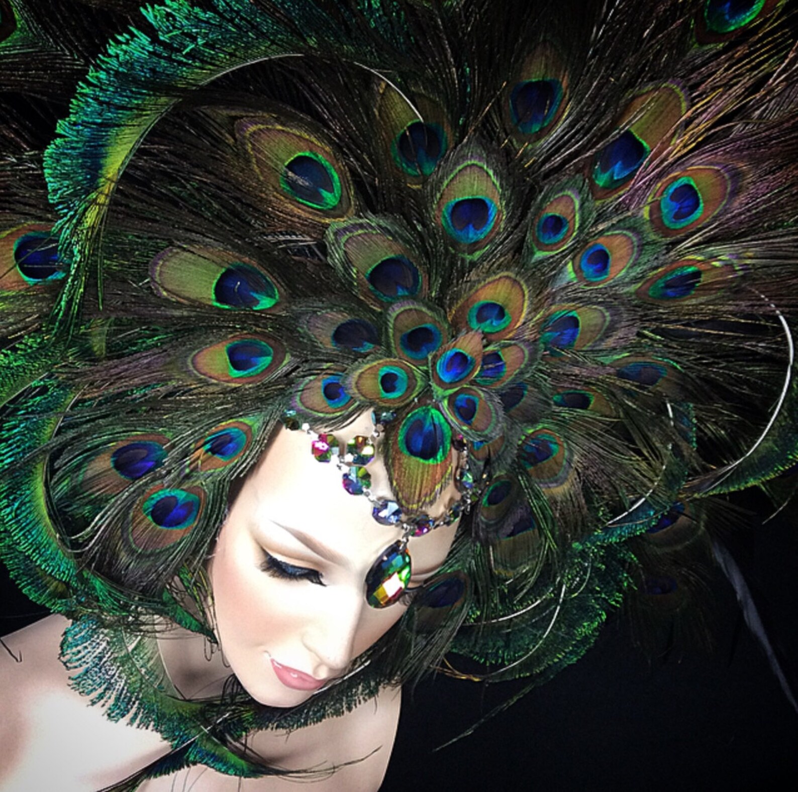 MADE TO ORDER Peacock Fantasy Fairy Nymph Goddess Headdress Headpiece ...