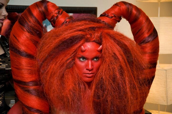 MADE TO ORDER Demonatrix Headdress Headpiece Wig Horns Devil - Etsy