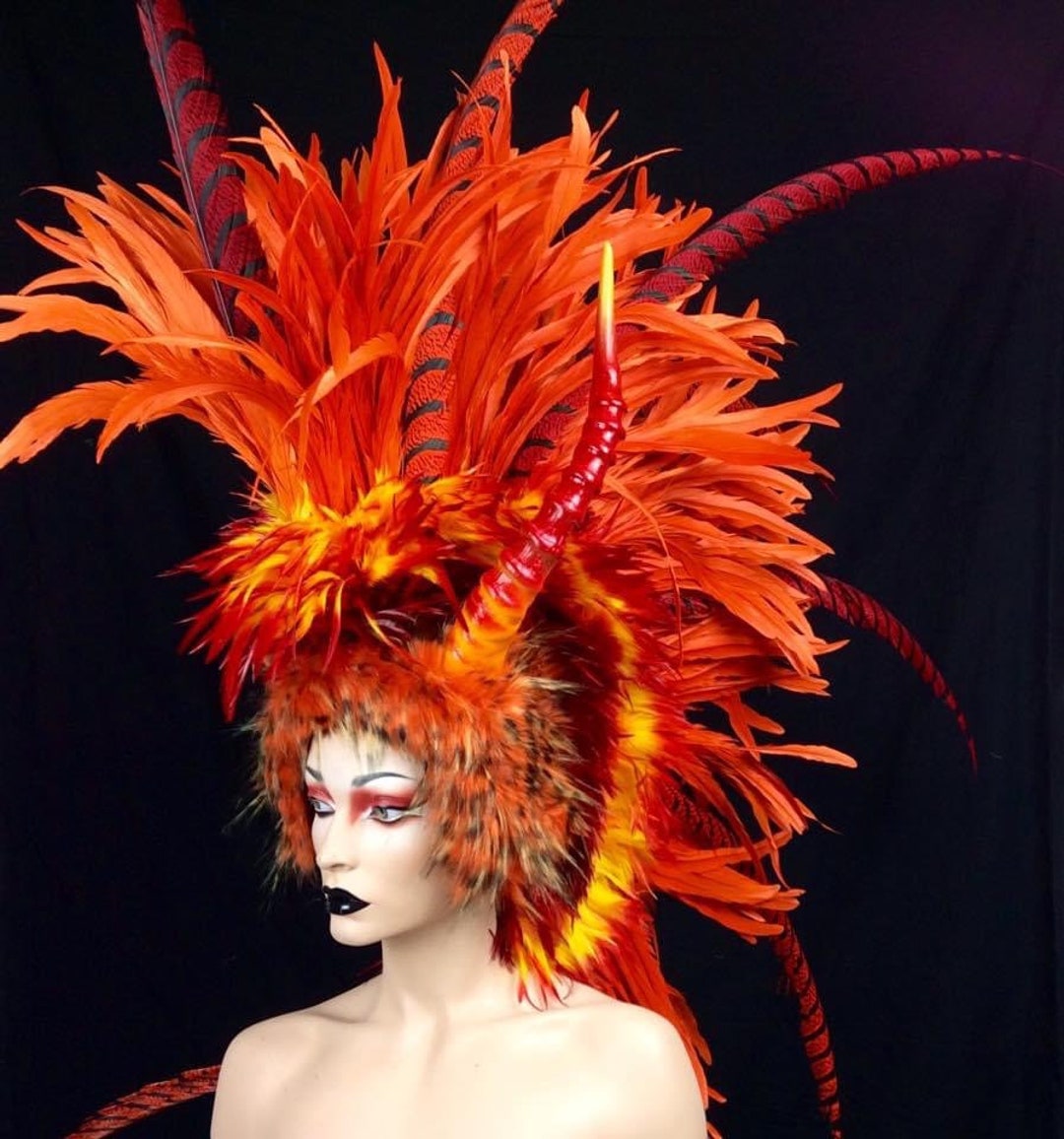 MADE TO ORDER Fire Dragon Horn Mohawk Avant Garde Headpiece Headdress ...