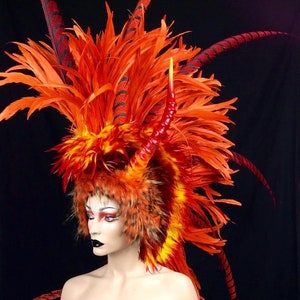 MADE TO ORDER Fire Dragon Horn Mohawk Avant Garde Headpiece Headdress ...