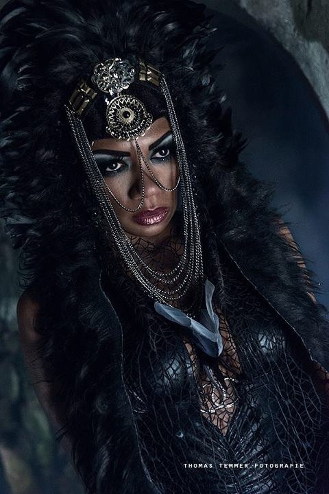 MADE TO ORDER Dark Goddess Fringe Geisha Furry Black Goth - Etsy