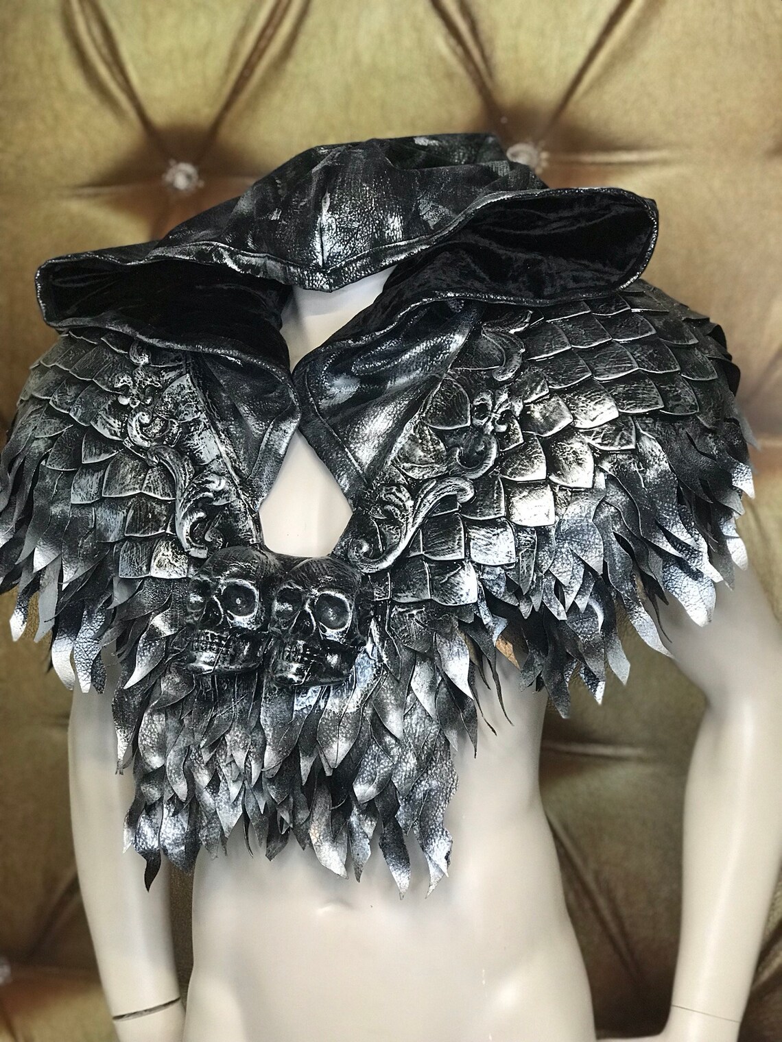 Apocalyptic Skull Filigree Scale Hooded Shoulder Armor - Etsy