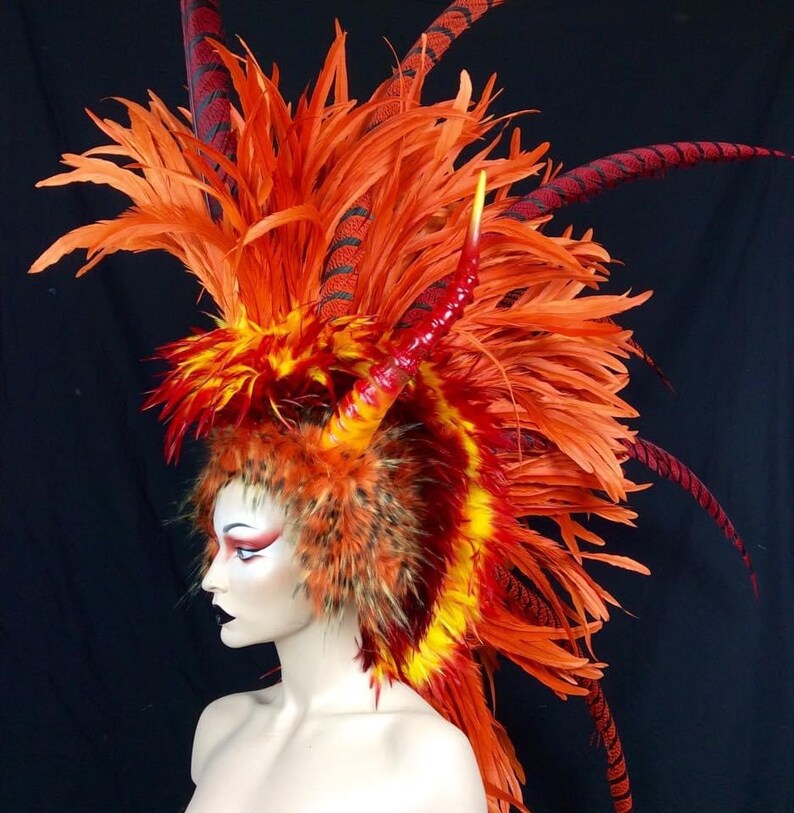 MADE TO ORDER Fire Dragon Horn Mohawk Avant Garde Headpiece - Etsy