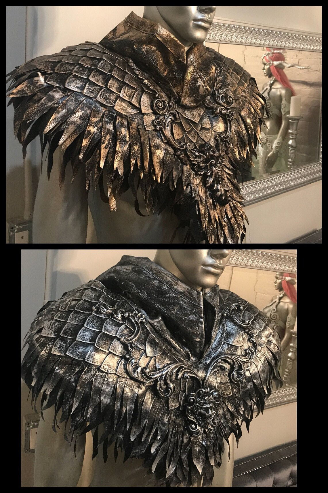 Apocalyptic Skull Filigree Scale Hooded Shoulder Armor - Etsy