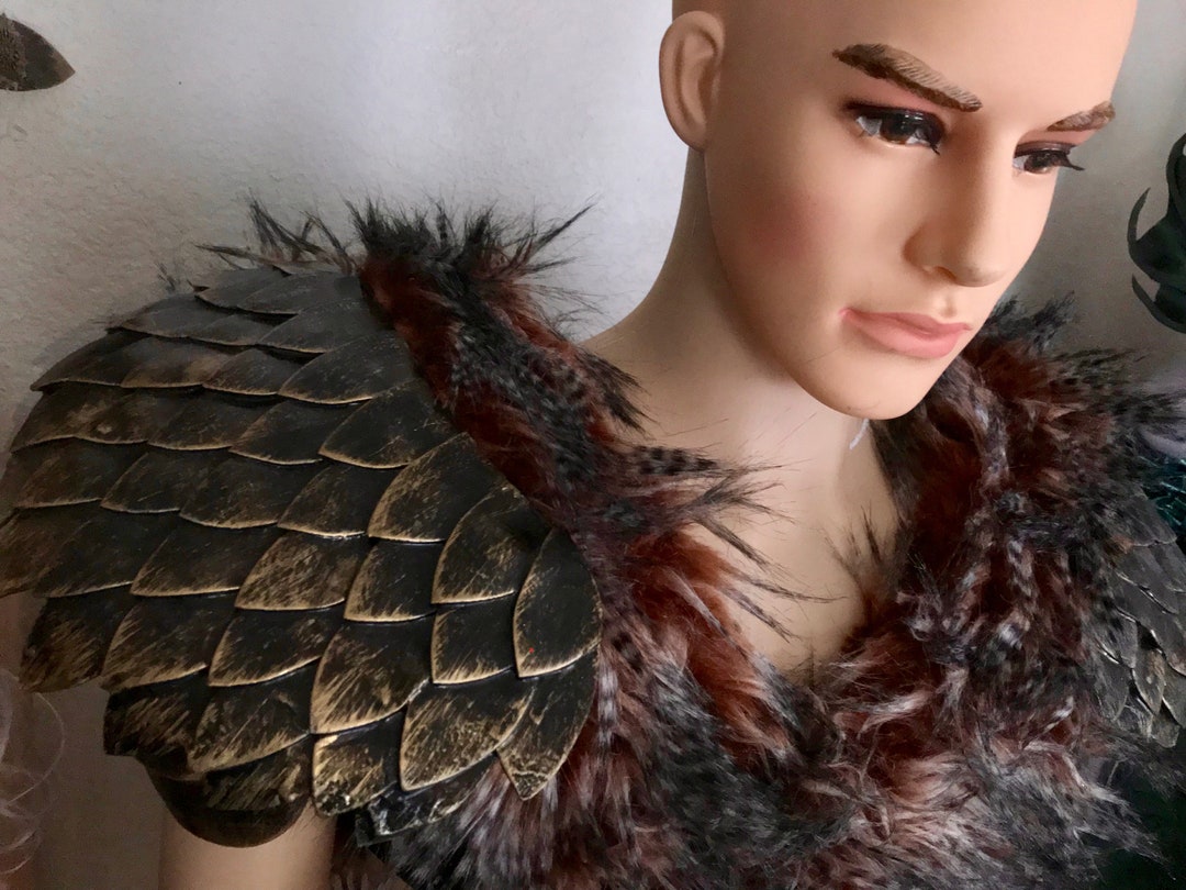 MADE TO ORDER Apocolyptic Faux Fur Scale Shoulder Armor - Etsy
